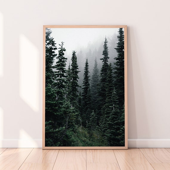 Green Woods Poster Foggy Mountains Prints Printable Artwork - Etsy