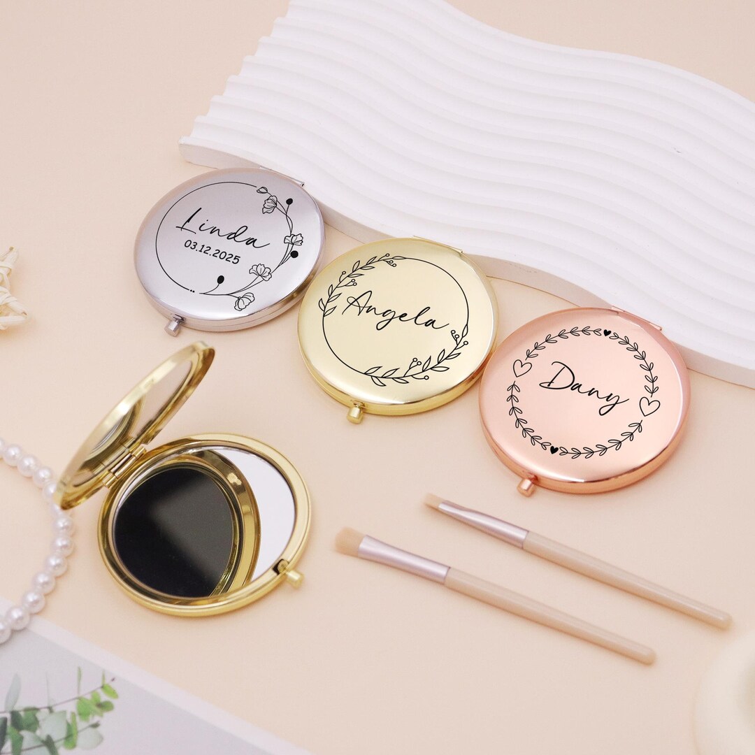 Personalized Compact Mirror Favor, Custom Engraved Name Pocket Mirror ...