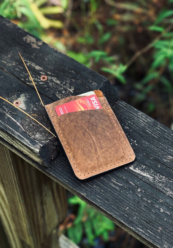 Minimalist Leather Card Holder Handmade Hunter Leather Credit - Etsy