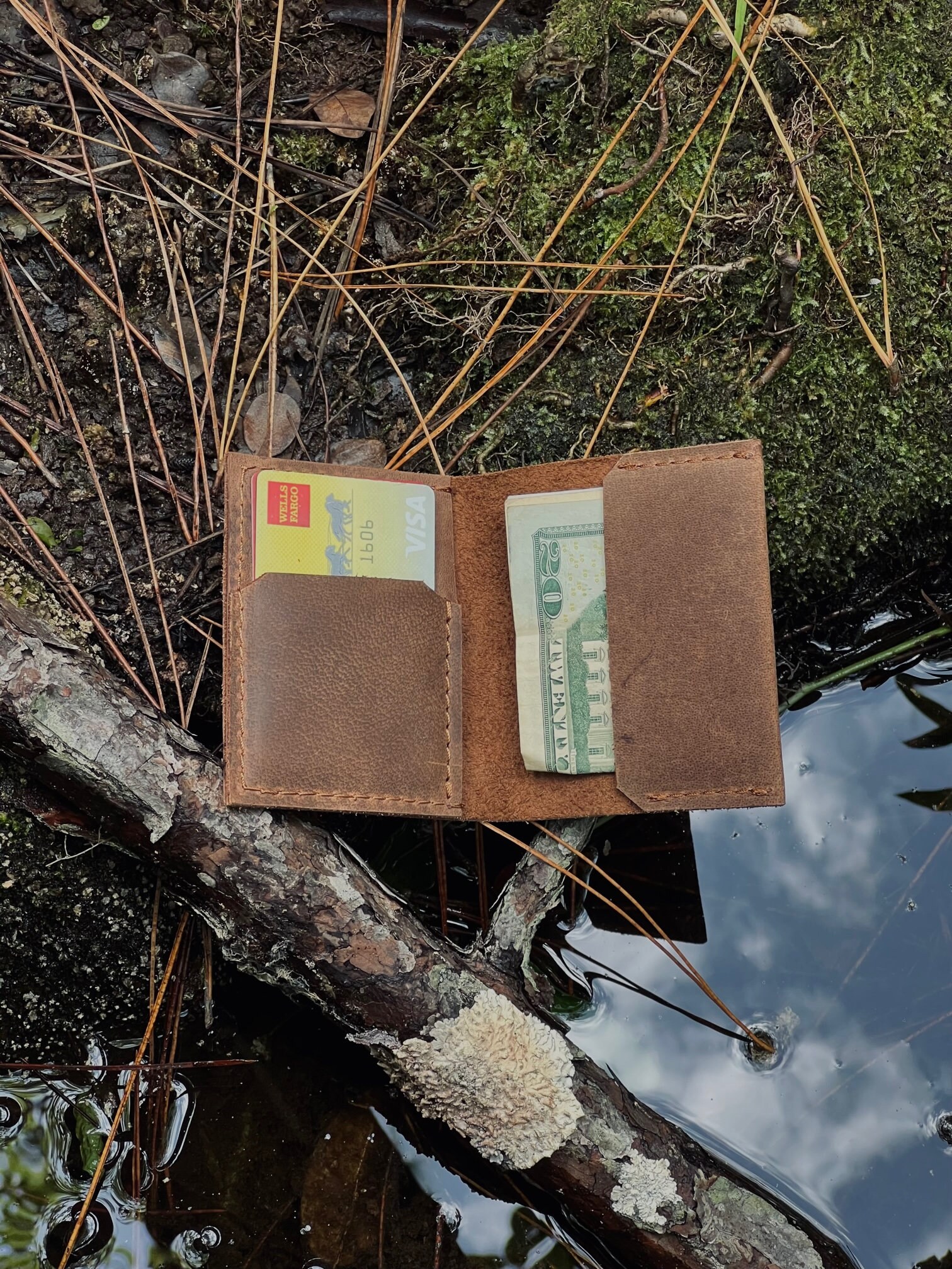 Bifold Wallet for Men, Handmade Card Holder, Vintage Hunter Leather ...
