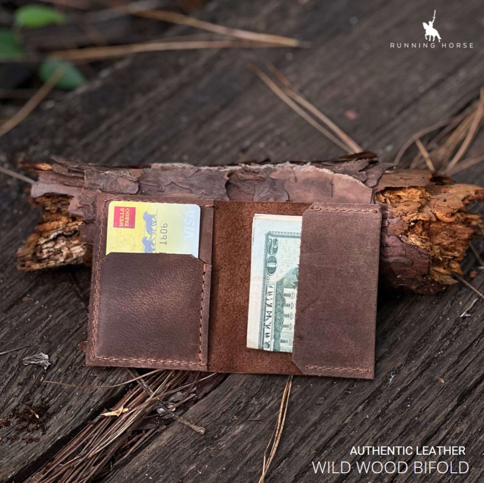 Bifold Wallet for Men, Handmade Card Holder, Vintage Hunter Leather ...