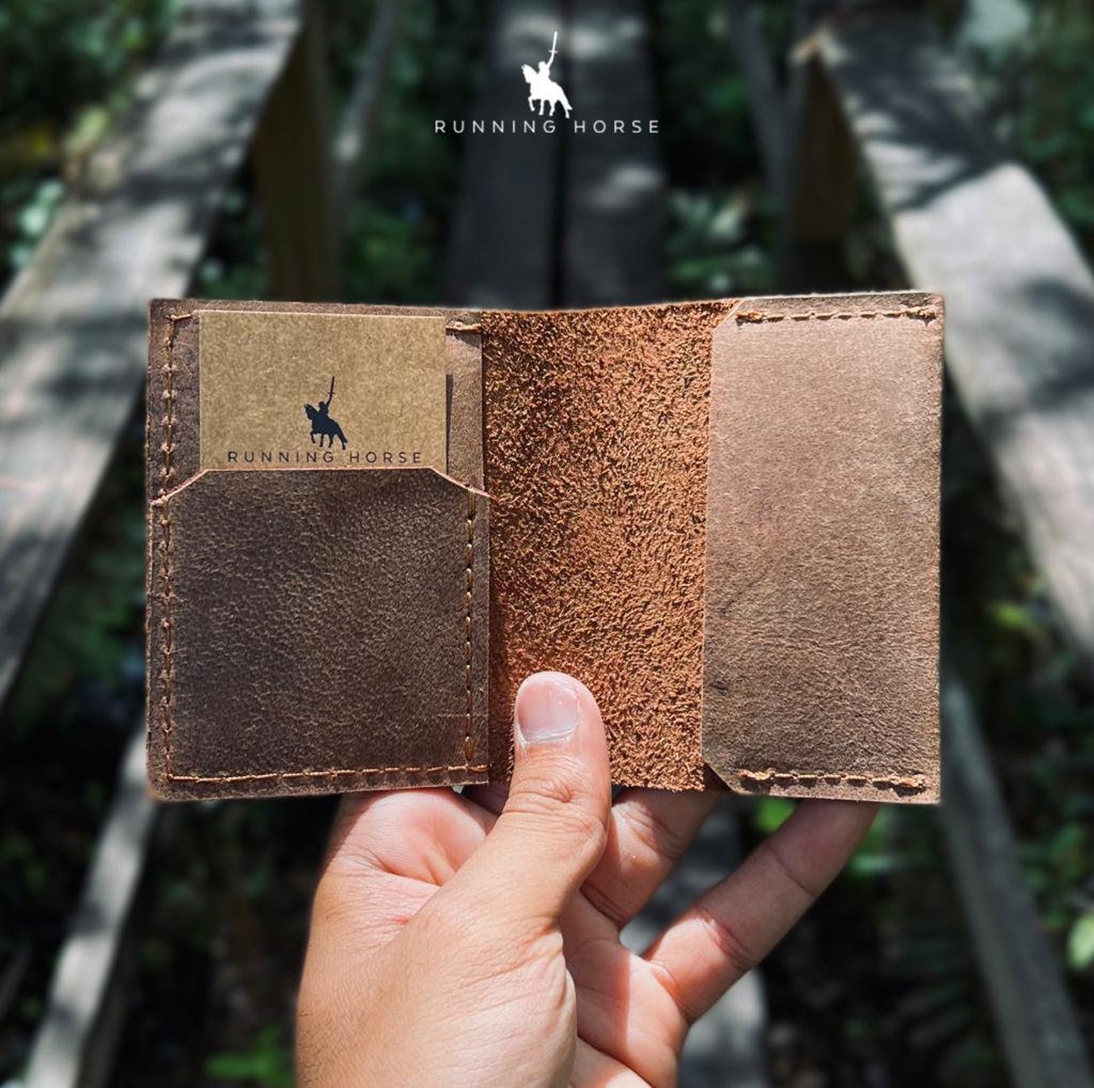 Bifold Wallet for Men, Handmade Card Holder, Vintage Hunter Leather ...