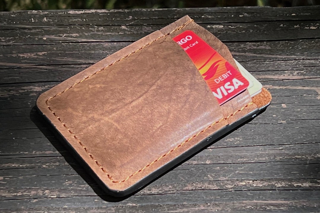 Minimalist Leather Card Holder, Handmade Hunter Leather Credit Card ...