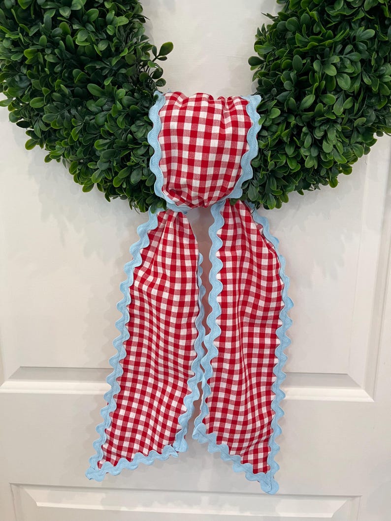 Red Gingham Wreath Sash - Etsy