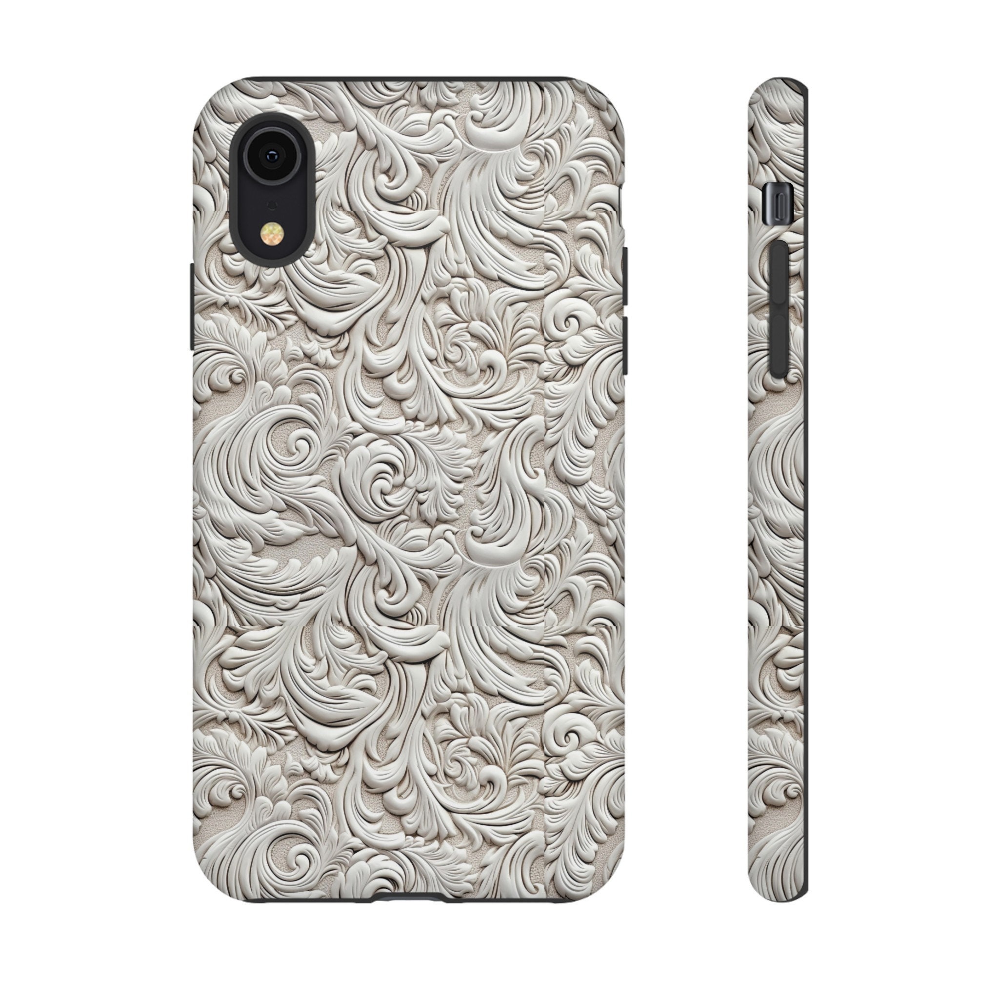 Ivory Tooled Leather Printed Phone Tough Case - Etsy