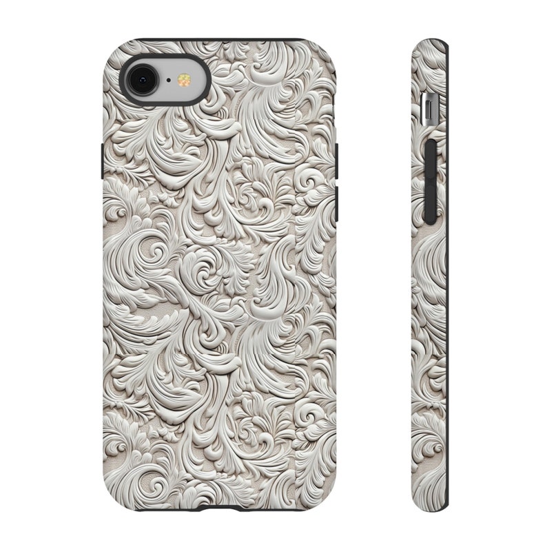 Ivory Tooled Leather Printed Phone Tough Case - Etsy