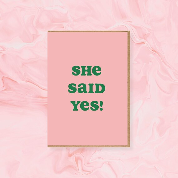 She Said Yes Card Engagement Congratulations Proposal A6 - Etsy