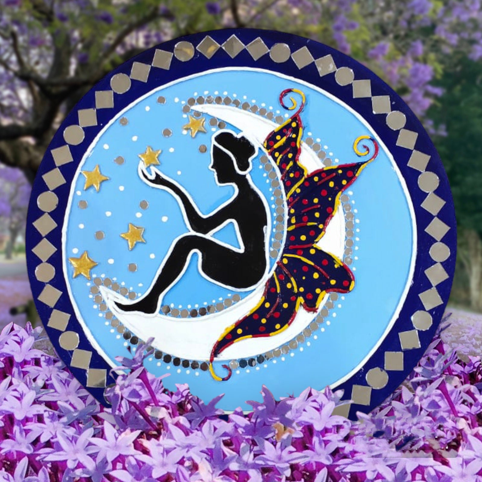 Handcrafted Lippan Art Moon Girl //12 Inch Lippan Art Mirror : Unique ...