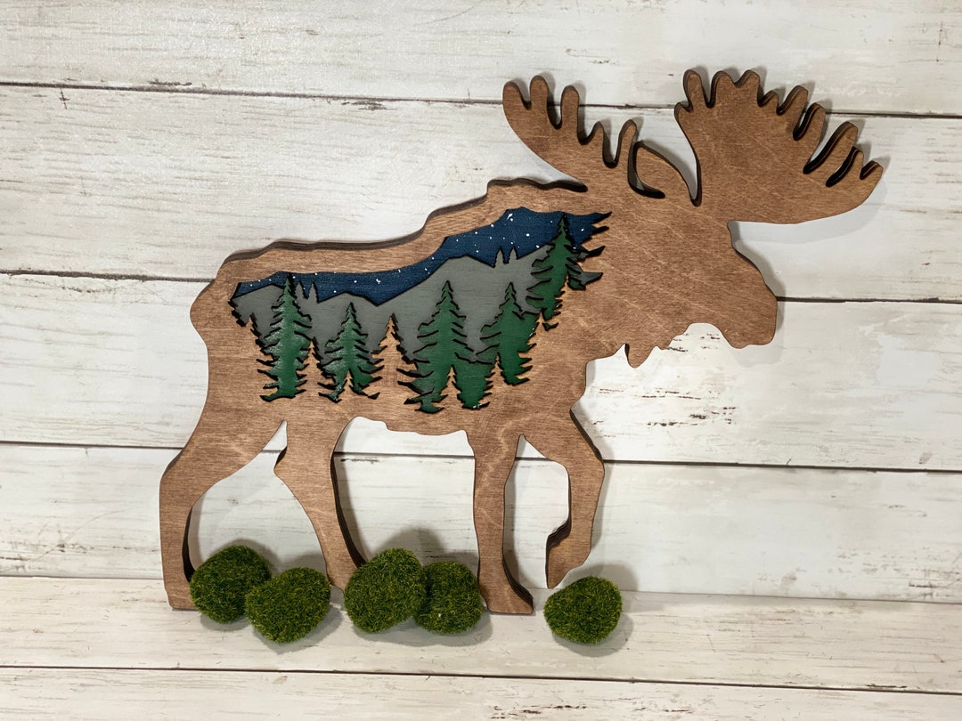 Layered Moose Wall Hanging Laser Cut for Nursery Man Cave Living Room ...