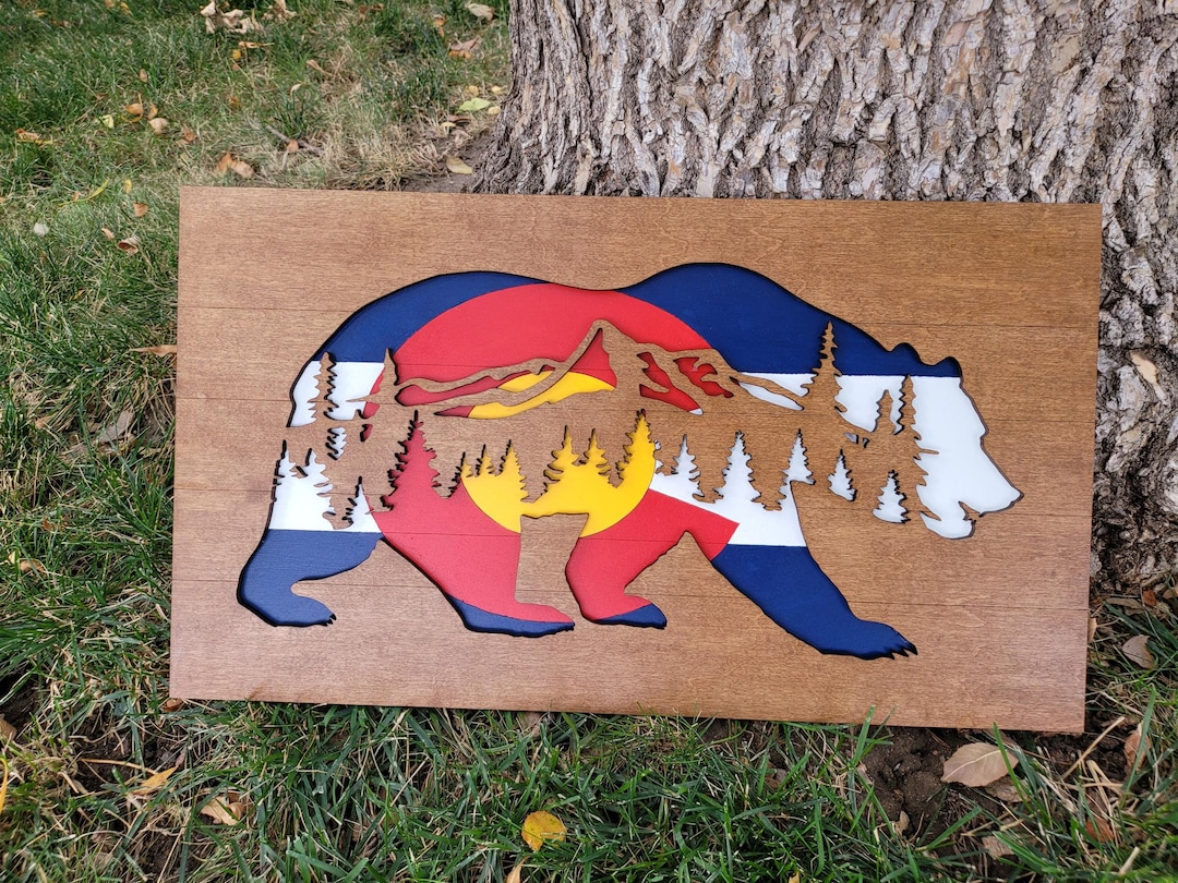 Bear & Colorado Flag Sign - Etsy