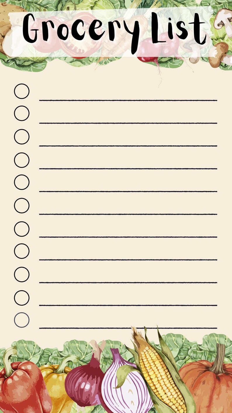 Grocery List, Shopping List, Printable, Instant Download, Downloadable ...