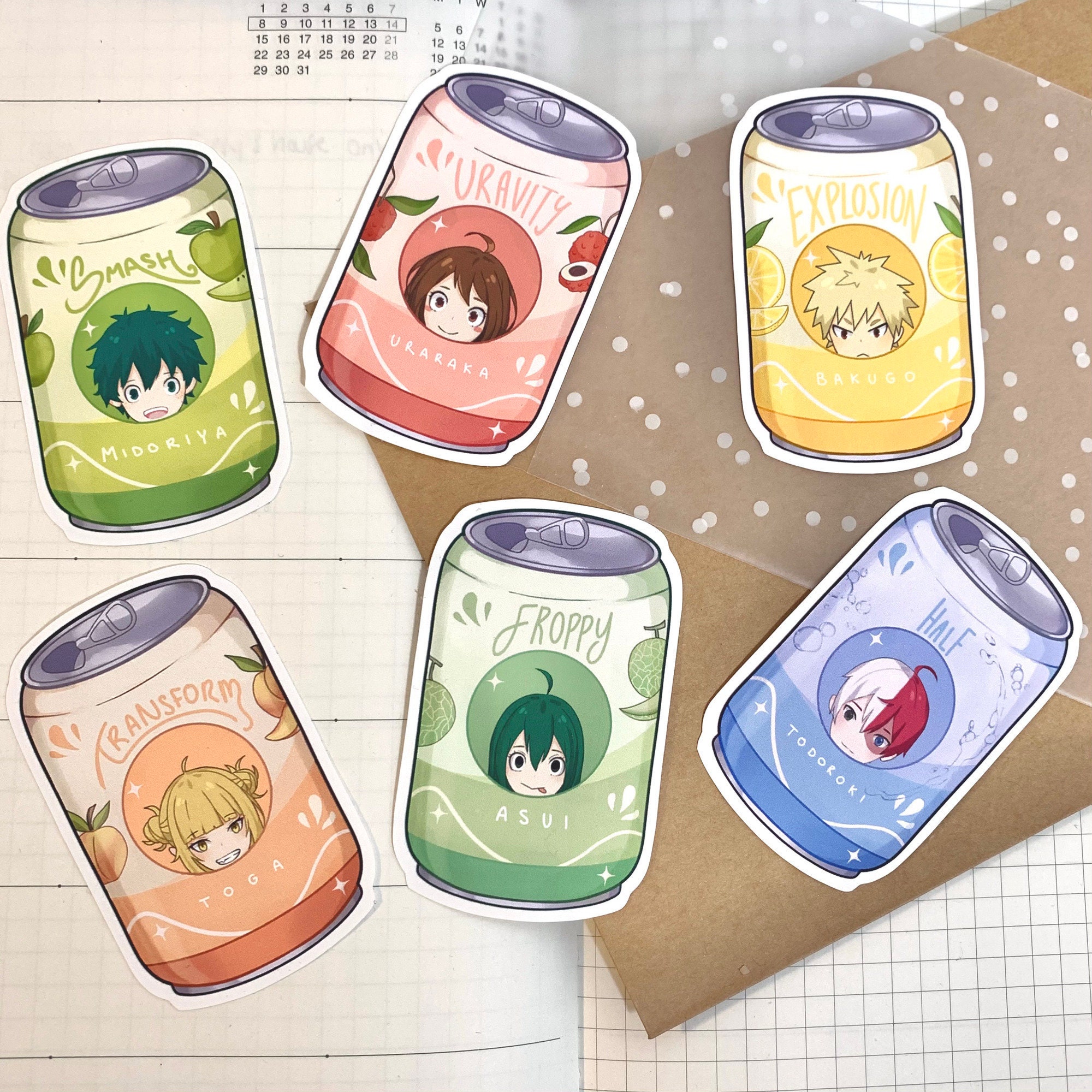 Cute Matte Anime Hero Soda Stickers - Etsy