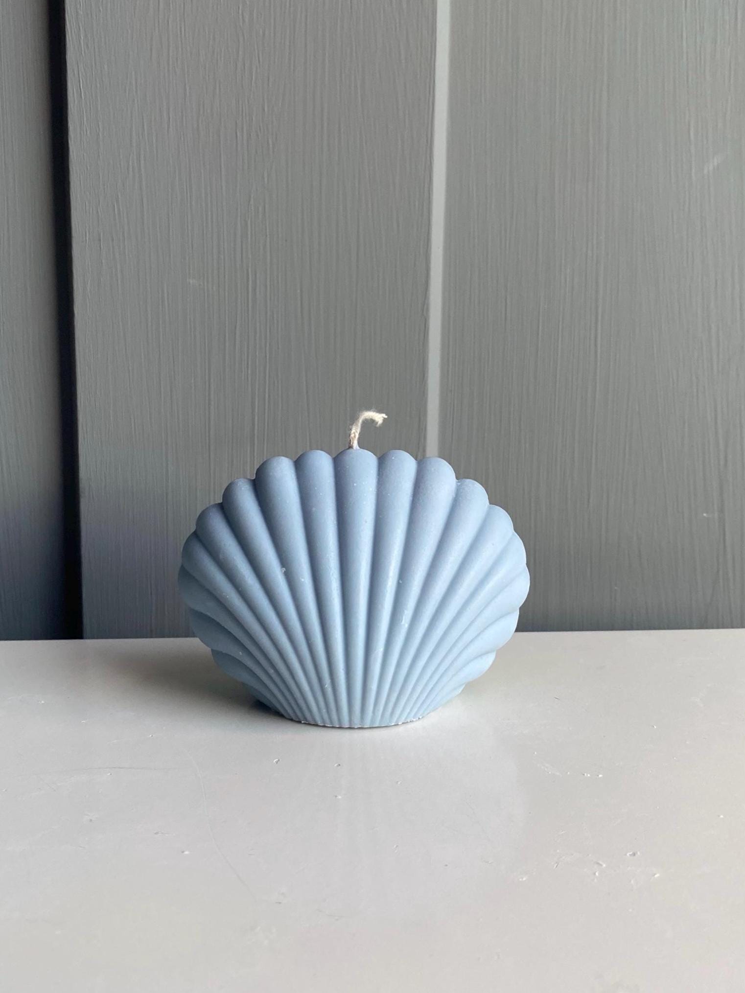 Blue Soy Sculptural Candle Set: Ocean Wave & Seashell Decor - Etsy