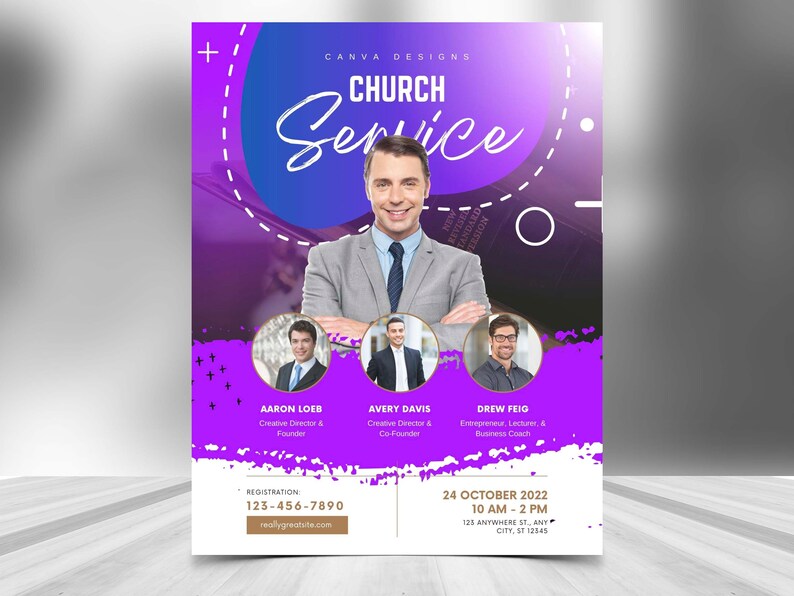 CHURCH FLYER TEMPLATE, Diy Editable Canva Template, Printable & Social ...