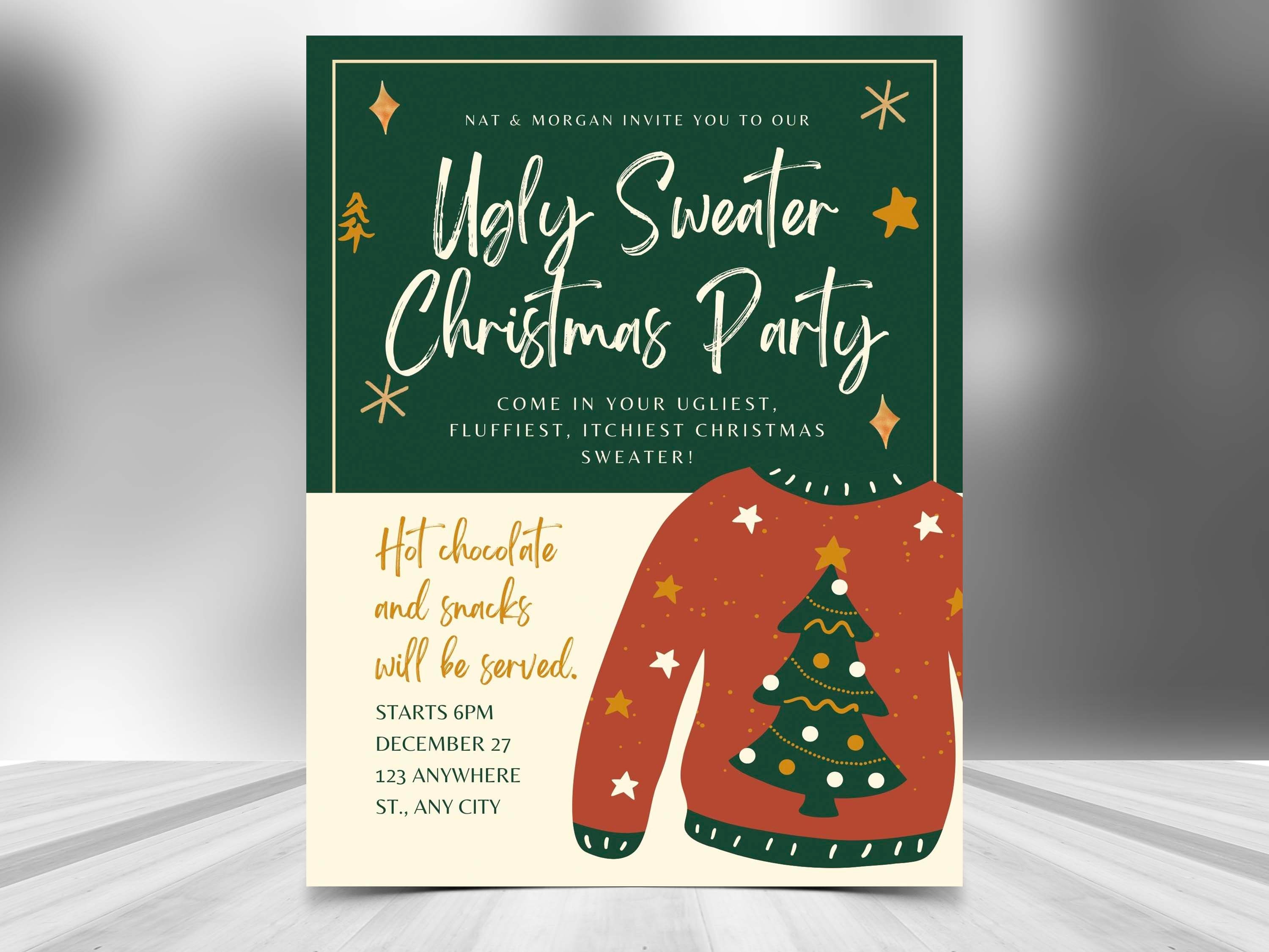 UGLY SWEATER FLYER Diy Editable Canva Template, Printable & Social ...