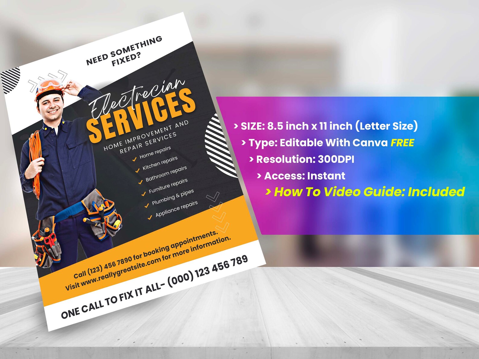 ELECTRICAL CONTRACTOR FLYERS Diy Editable Canva Template, Printable ...