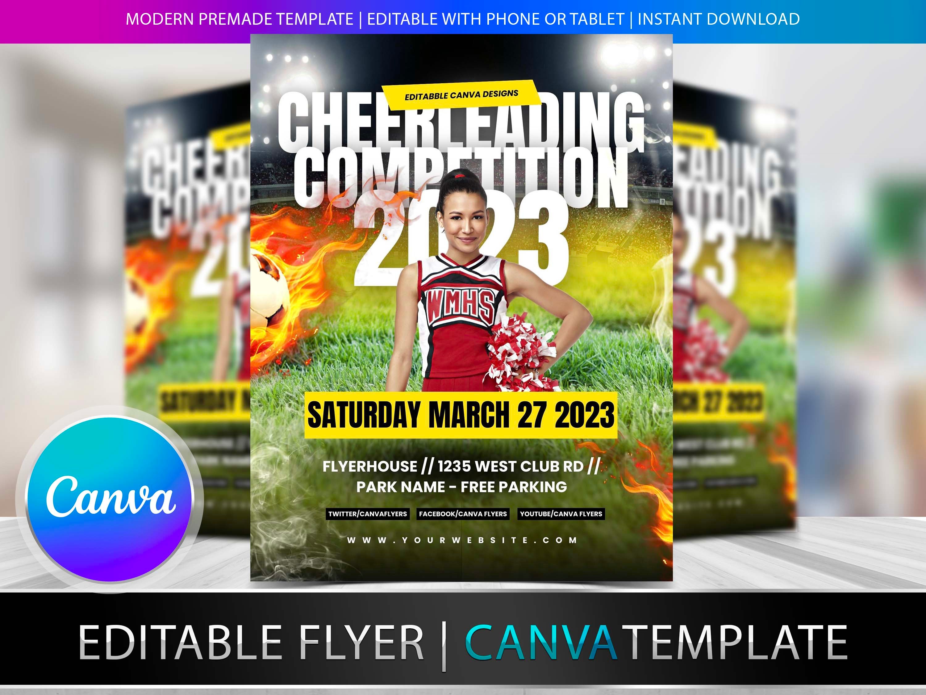 CEERLEADING COMPETITION FLYER Diy Editable Canva Template, Printable ...