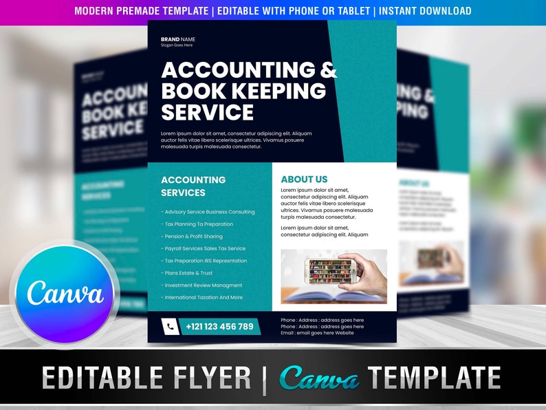 ACCOUNT AND BOOKKEEPING Flyer Diy Editable Canva Template, Printable ...