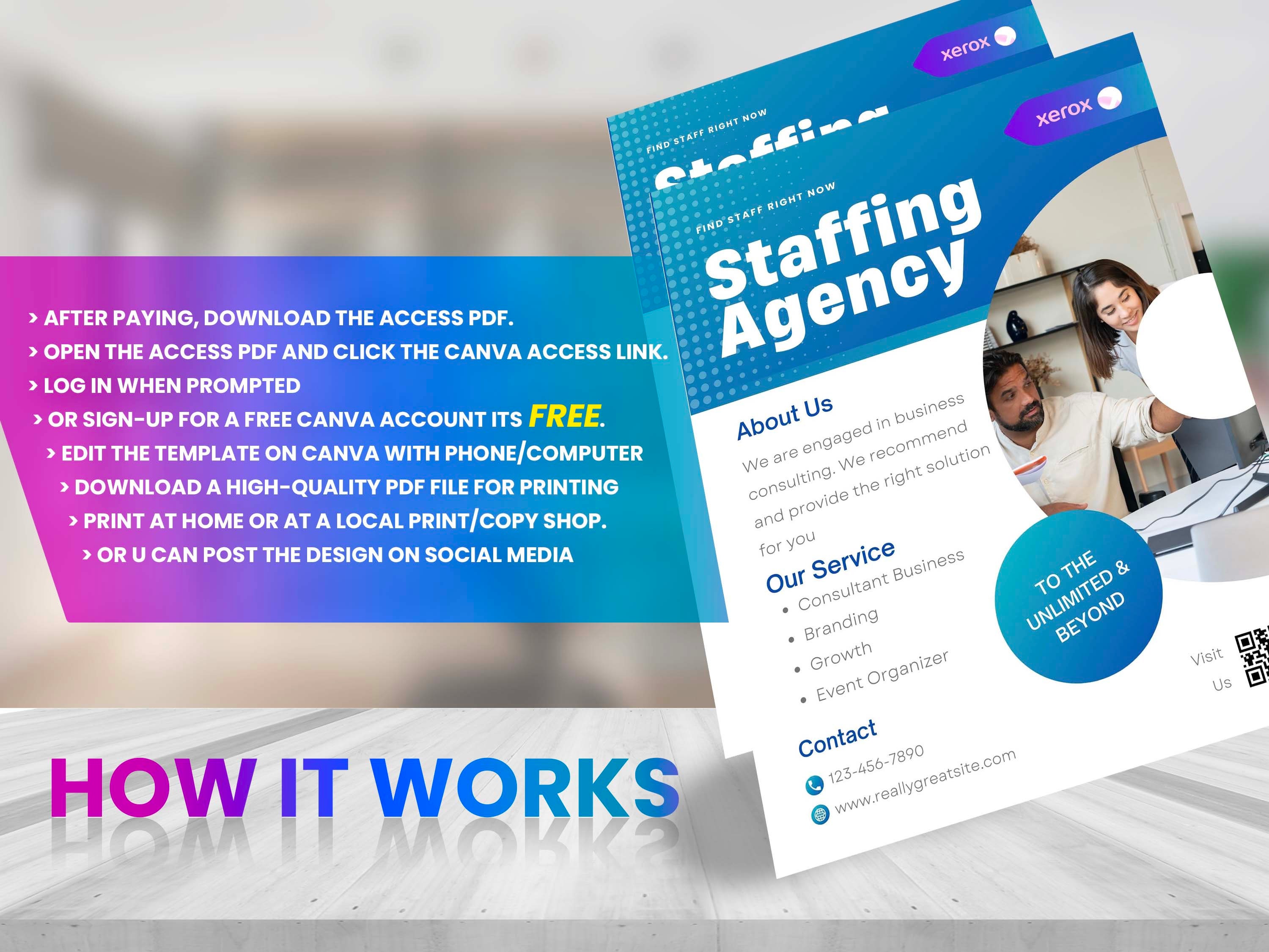 STAFFING AGENCY FLYER Diy Editable Canva Template, Printable & Social Media, Agency, Staff ...