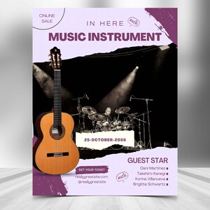 MUSIC INSTRUMENT FLYER Diy, Editable Canva Template, Printable & Social ...
