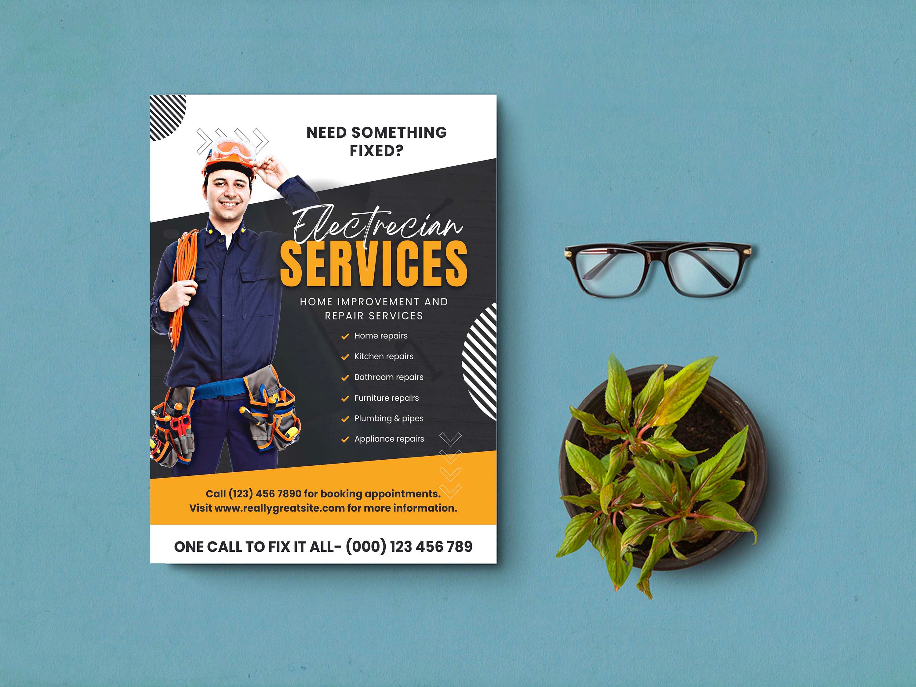 ELECTRICAL CONTRACTOR FLYERS Diy Editable Canva Template, Printable ...