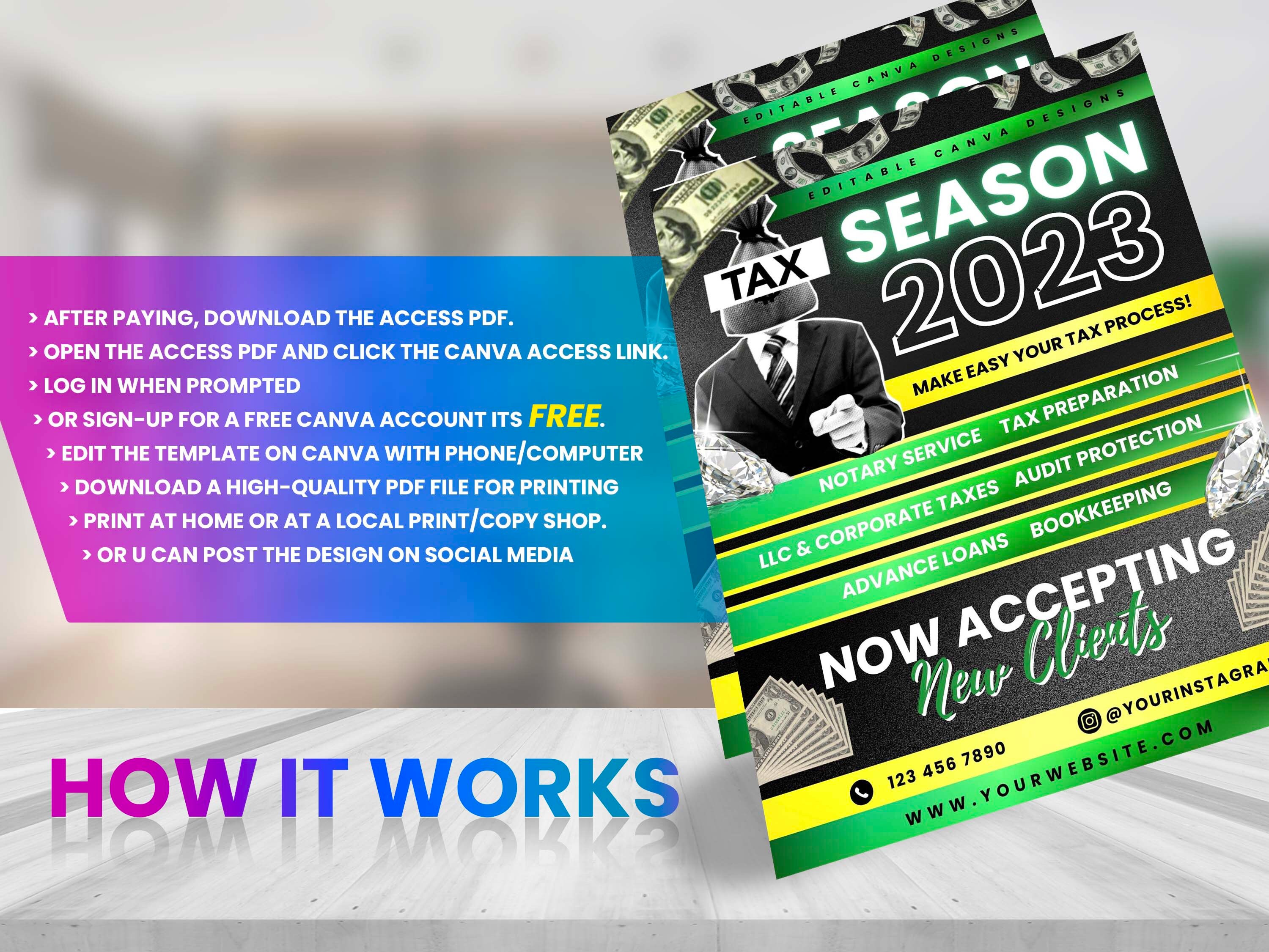 TAX PREPARATION FLYER Diy, Editable Canva Template, Printable & Social ...