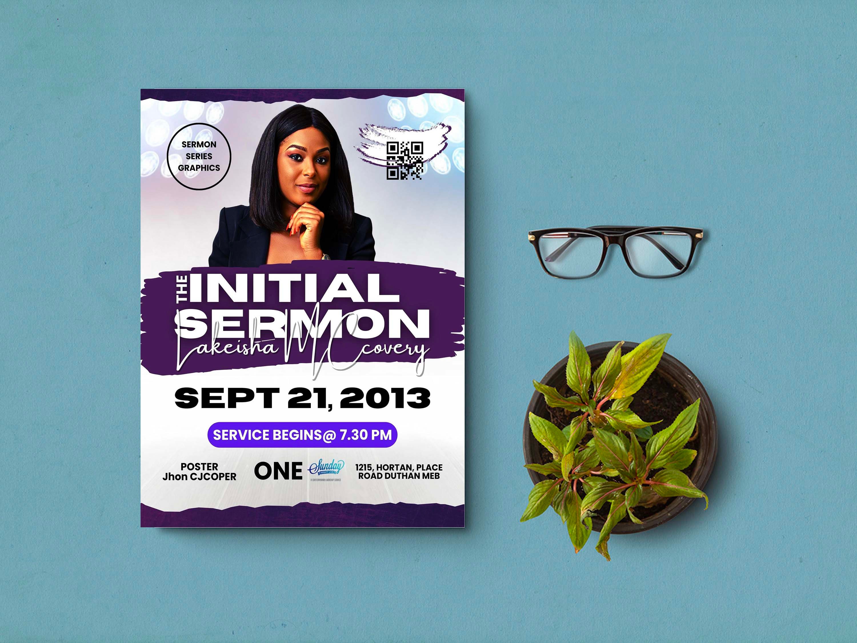 INITIAL SERMON FLYER Diy Editable Canva Template, Printable & Social ...