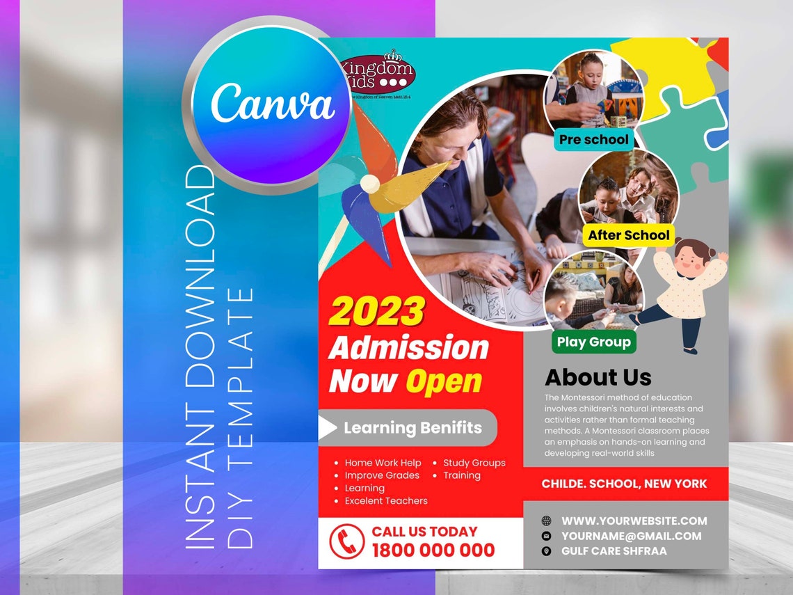 MONTESSORI FLYER DIY Editable Canva Template, Printable & Social Media ...