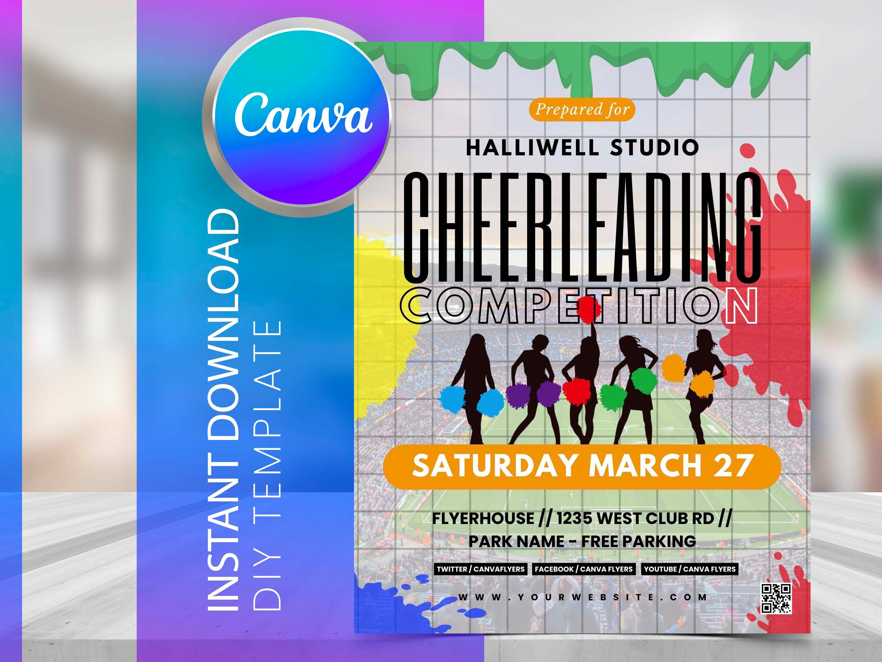 CEERLEADING COMPETITION FLYER Diy Editable Canva Template, Printable ...