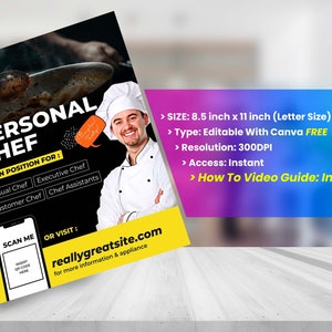 PERSONAL CHEF FLYER Diy, Editable Canva Template, Printable & Social ...