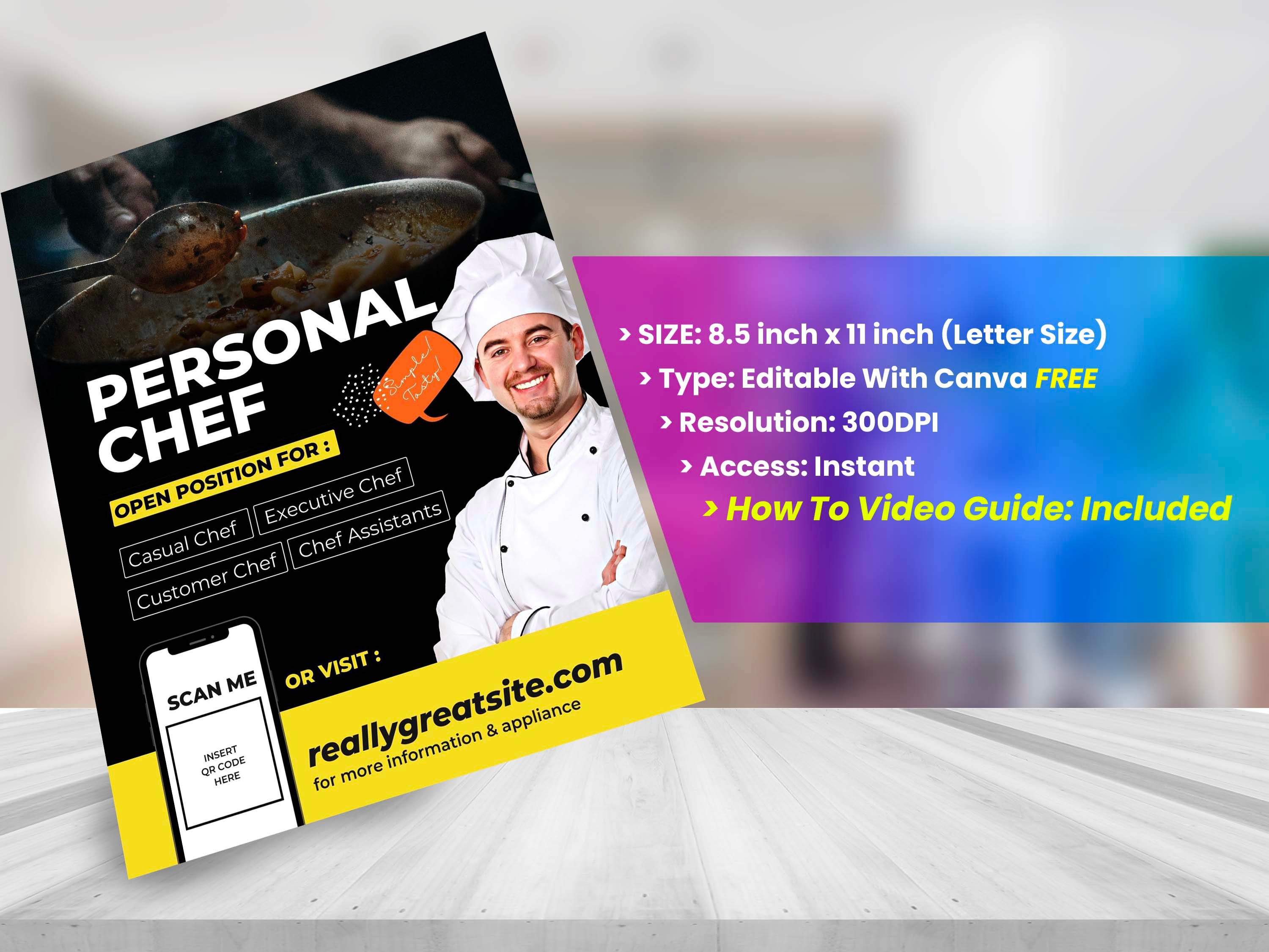 PERSONAL CHEF FLYER Diy, Editable Canva Template, Printable & Social ...