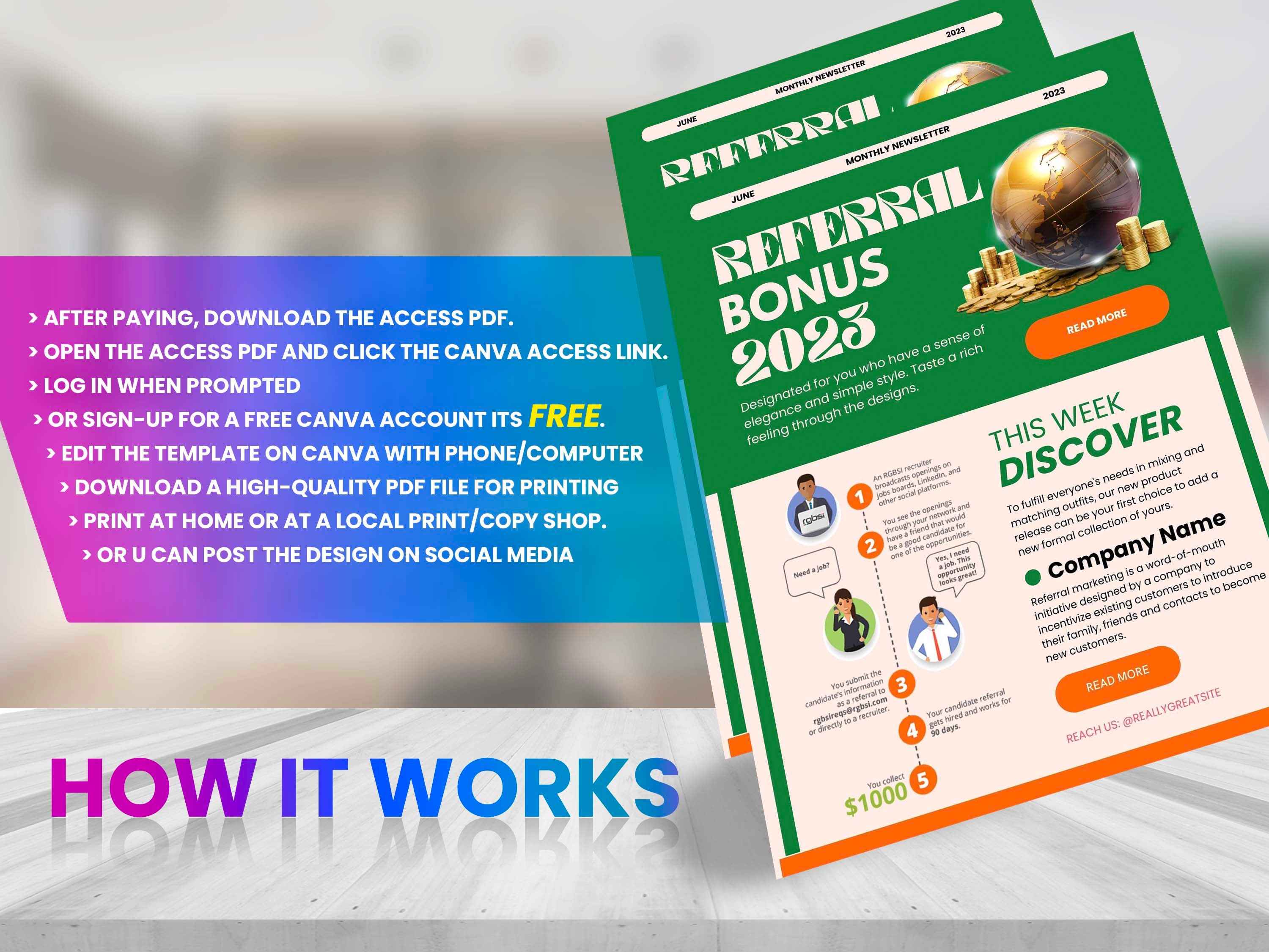 REFERRAL BONUS FLYERS Diy Editable Canva Template, Printable & Social ...