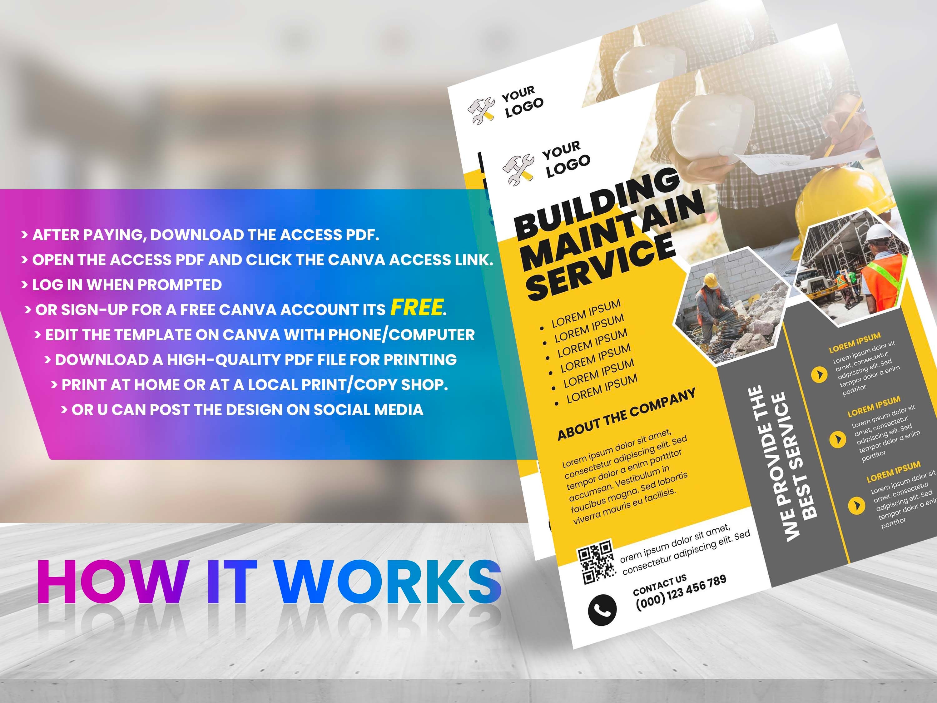 BUILDING MAINTENANCE SERVICE Flyer, Diy Editable Canva Template ...
