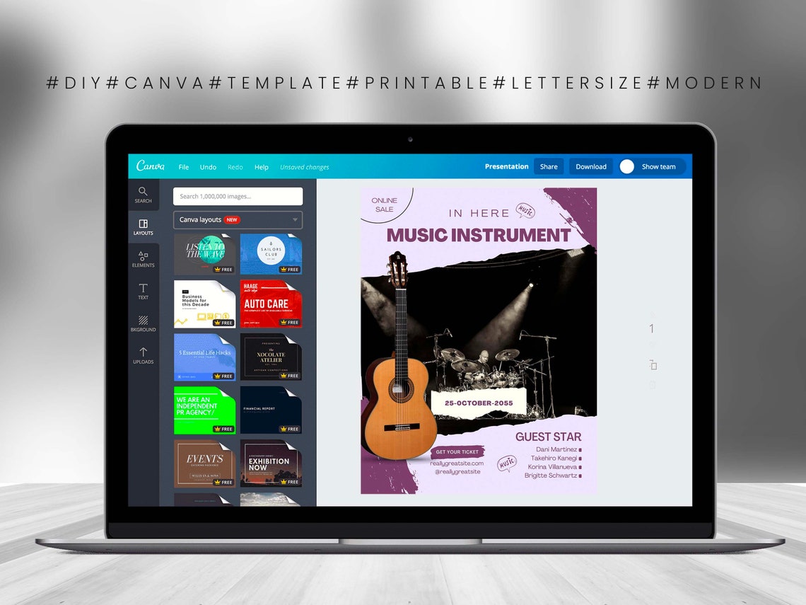 MUSIC INSTRUMENT FLYER Diy, Editable Canva Template, Printable & Social ...