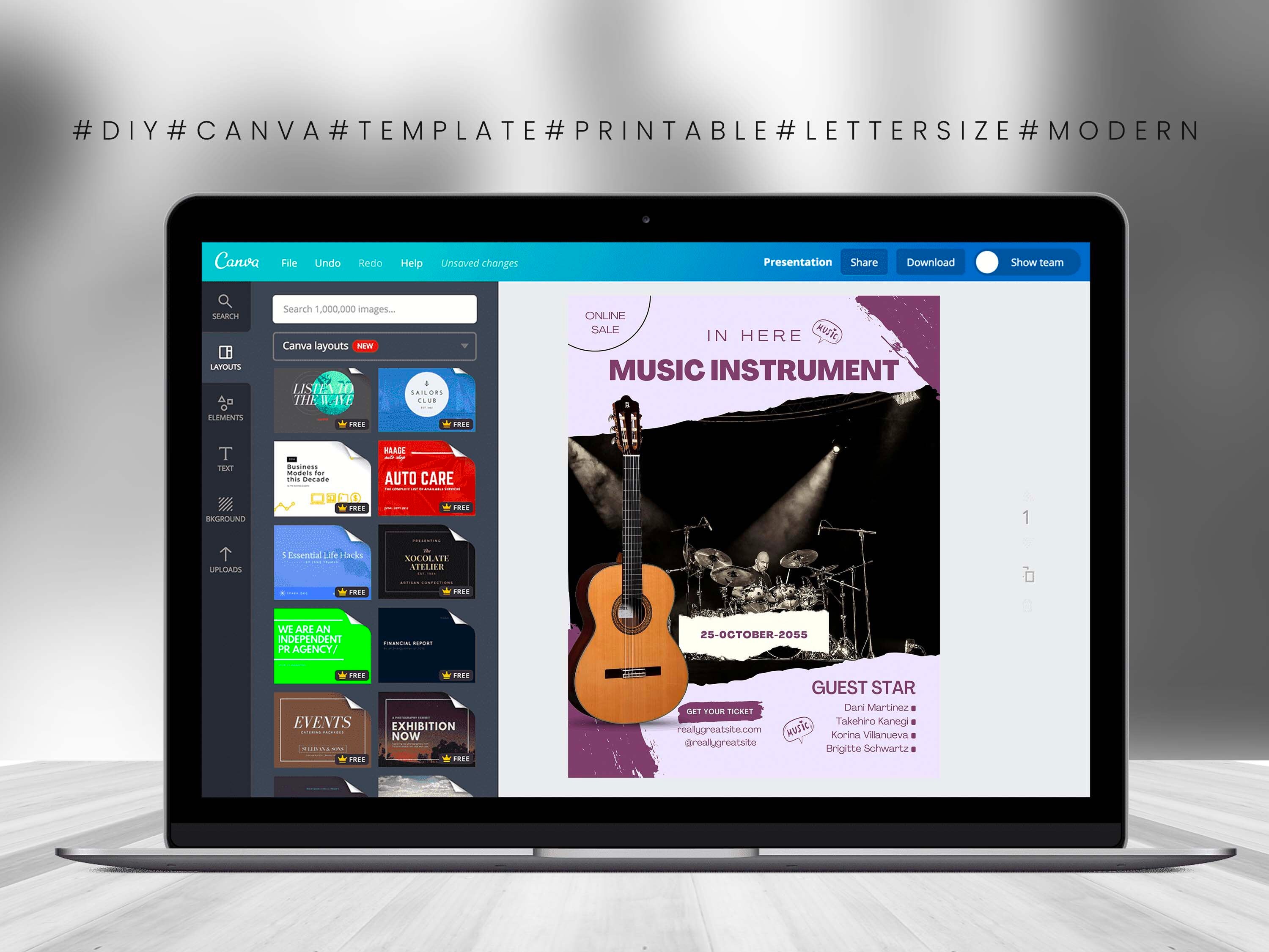 MUSIC INSTRUMENT FLYER Diy, Editable Canva Template, Printable & Social ...