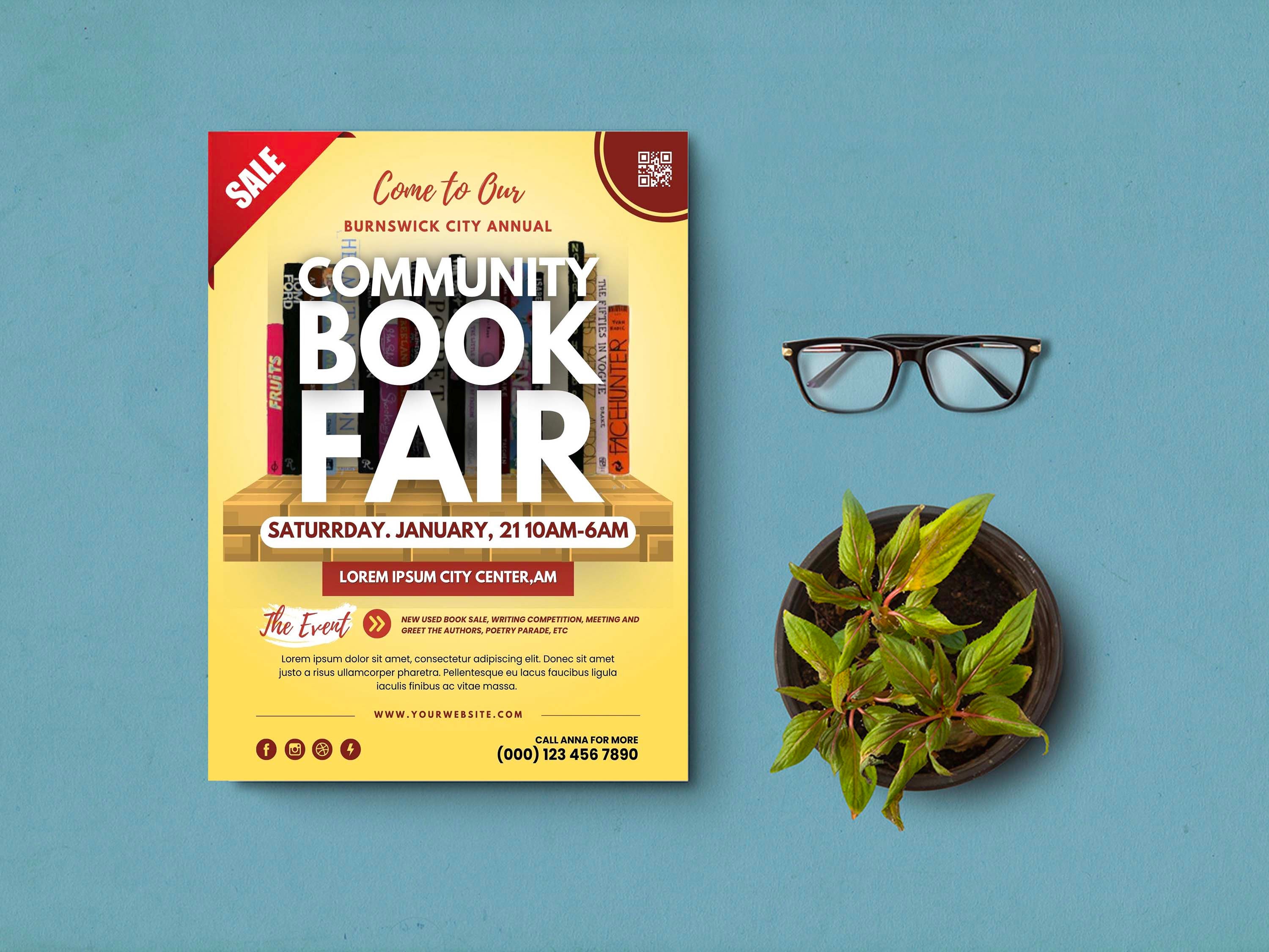 BOOK FAIR FLYER Diy Editable Canva Template, Printable & Social Media ...