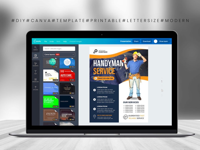 HANDYMAN SERVICE FLYER Diy Editable Canva Template Printable - Etsy