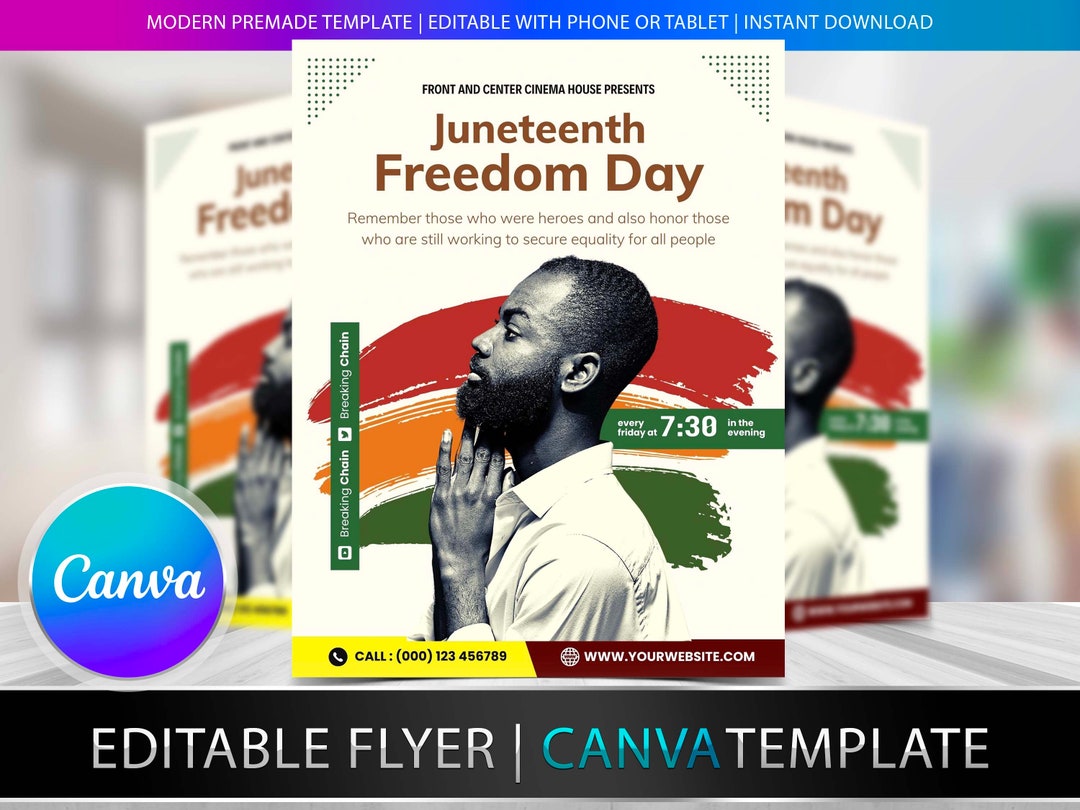 JUNETEENTH FLYER DIY Editable Canva Template, Printable & Social Media ...