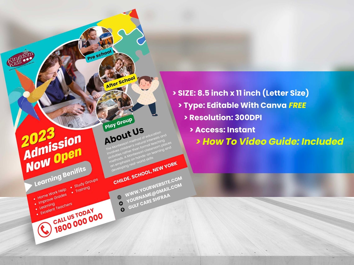 MONTESSORI FLYER DIY Editable Canva Template, Printable & Social Media ...