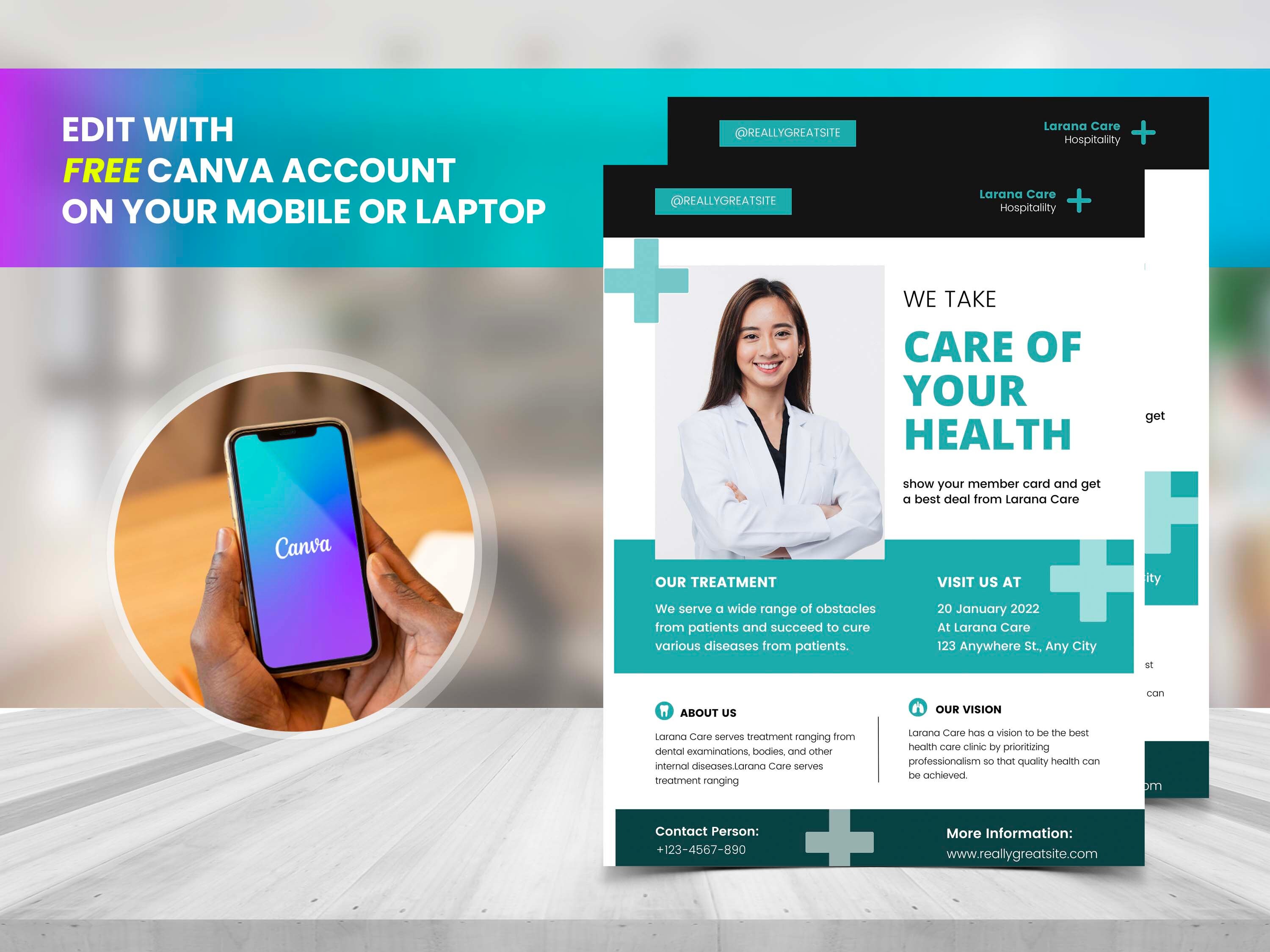 DOCTOR FLYER DIY Editable Canva Template, Printable & Social, Nurse ...