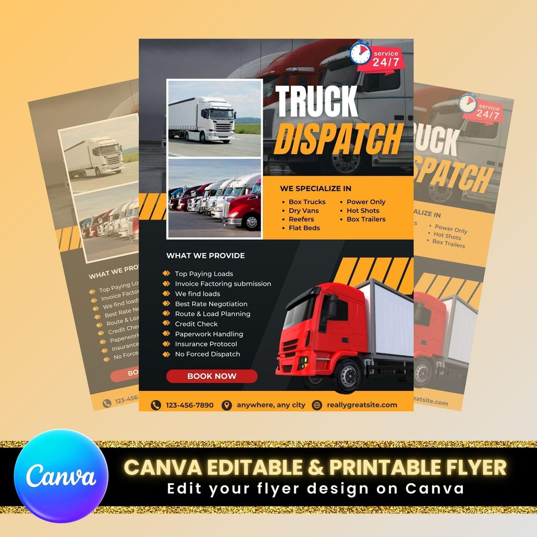 Truck Dispatcher Flyer, DIY Trucking Dispatchers Service Flyer, Broker ...