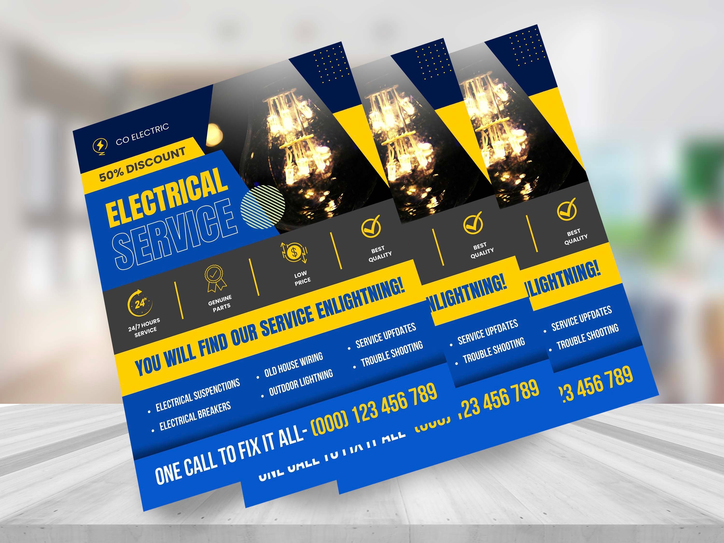 ELECTRICAL CONTRACTOR FLYERS Diy Editable Canva Template, Printable ...