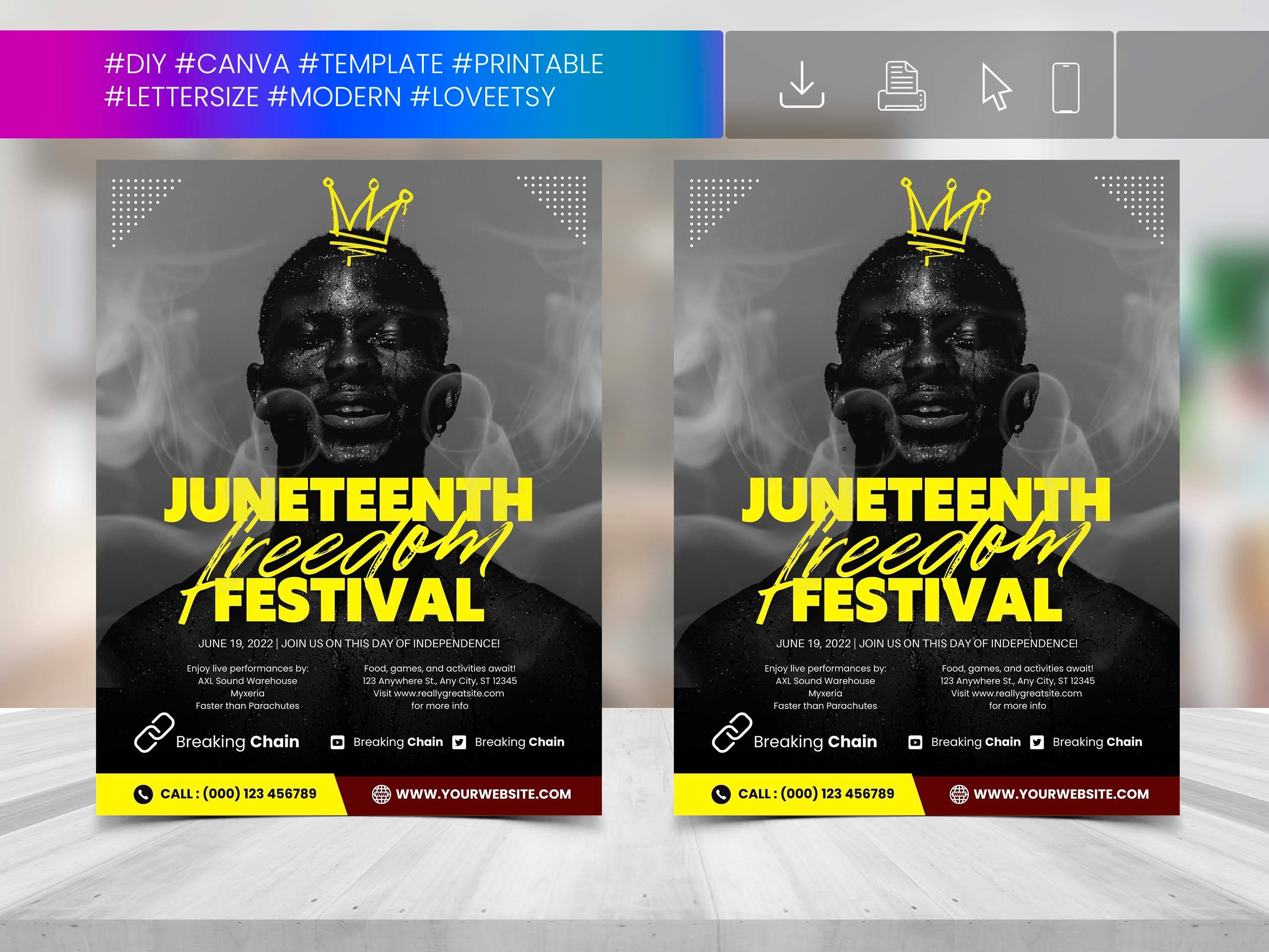 JUNETEENTH FLYER DIY Editable Canva Template, Printable & Social Media ...