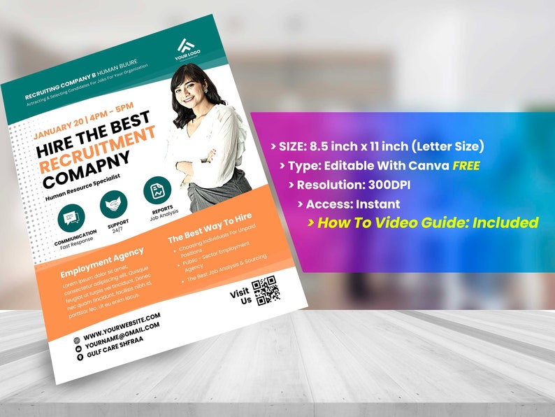 RECRUITMENT FLYER Diy Editable Canva Template, Printable & Social Media ...