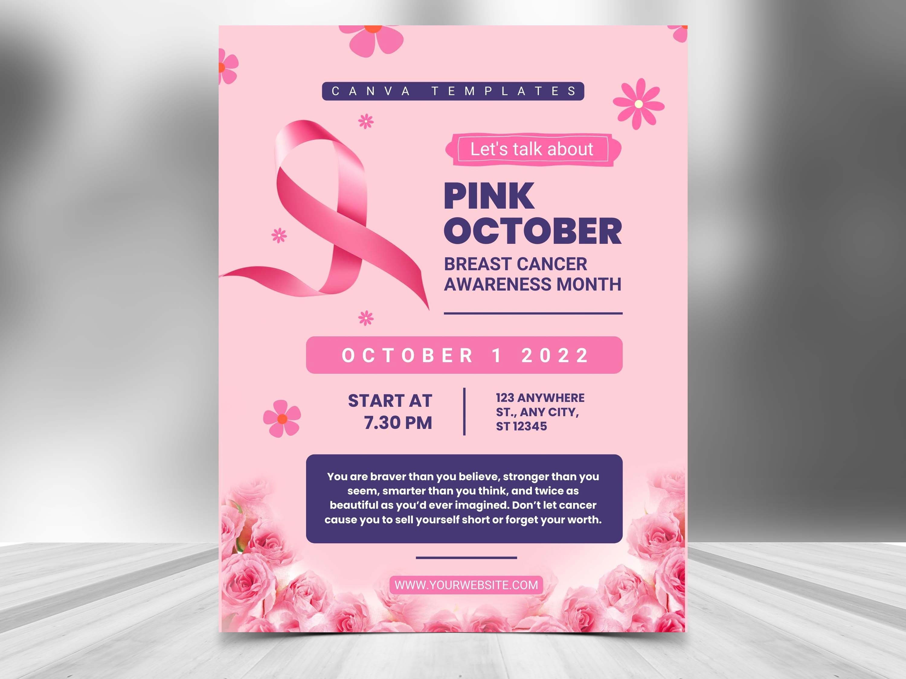 BREAST CANCER FLYER Diy Editable Canva Template, Printable & Social ...