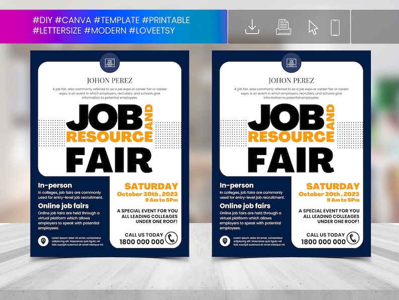 JOB FAIR FLYER Diy, Editable Canva Template, Printable & Social Media ...