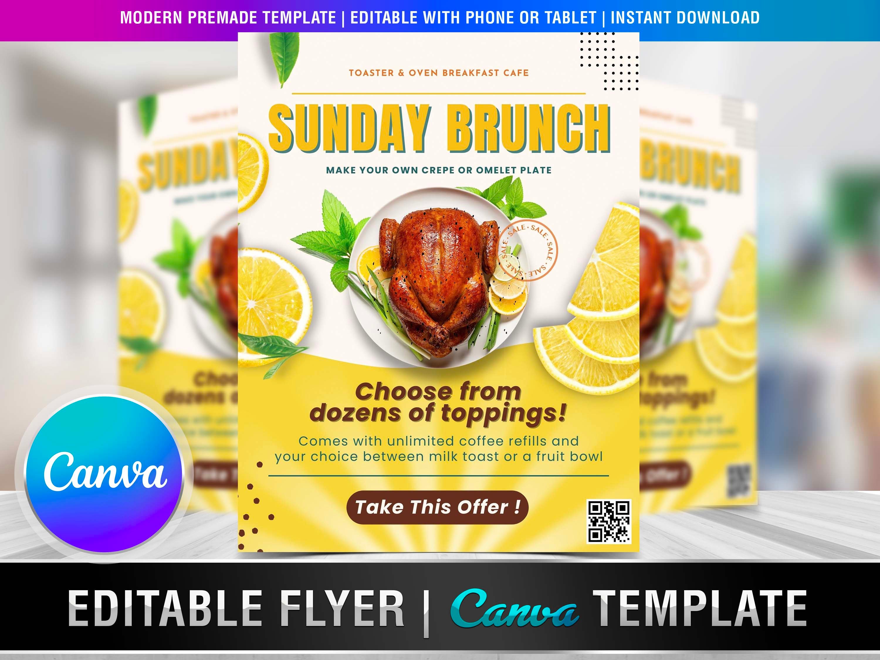 SUNDAY BRUNCH FLYER Diy, Editable Canva Template, Printable & Social ...