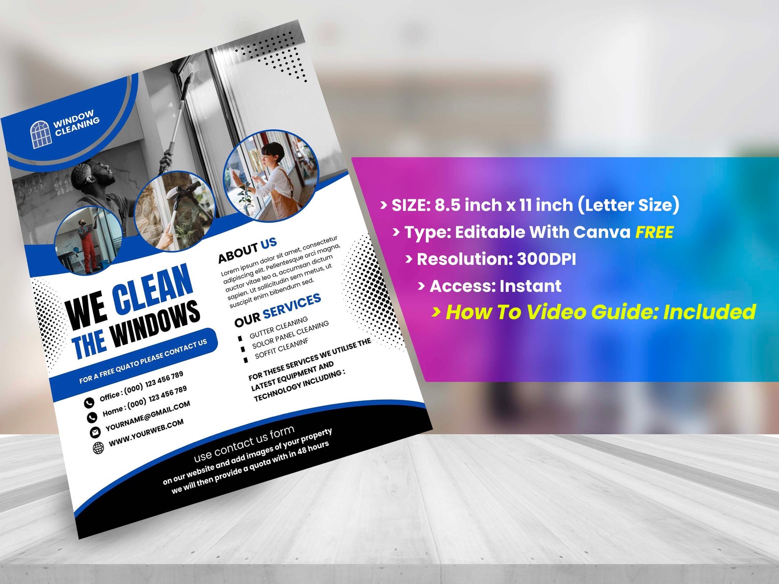 WINDOW CLEANING Flyer Diy Editable Canva Template Printable & - Etsy