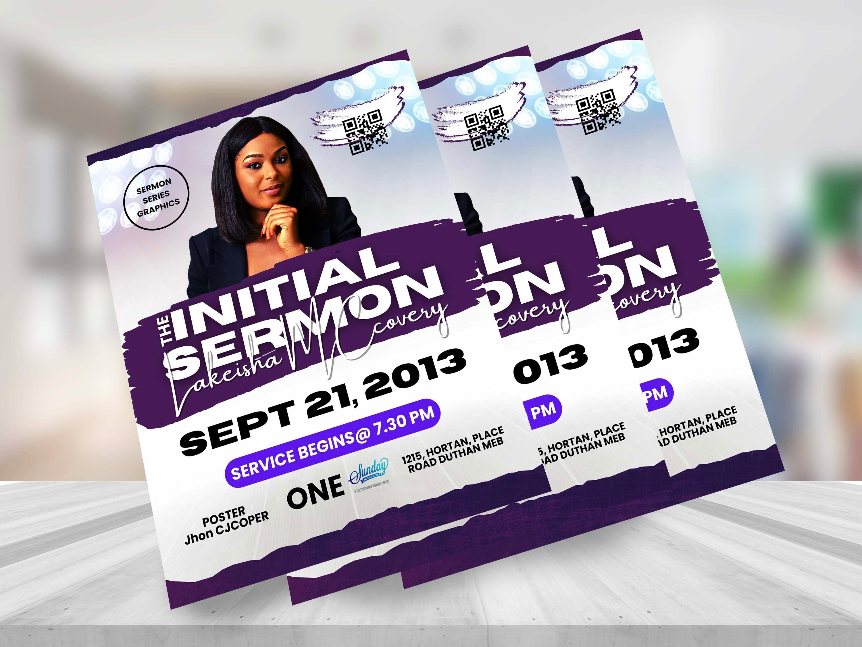 INITIAL SERMON FLYER Diy Editable Canva Template, Printable & Social ...