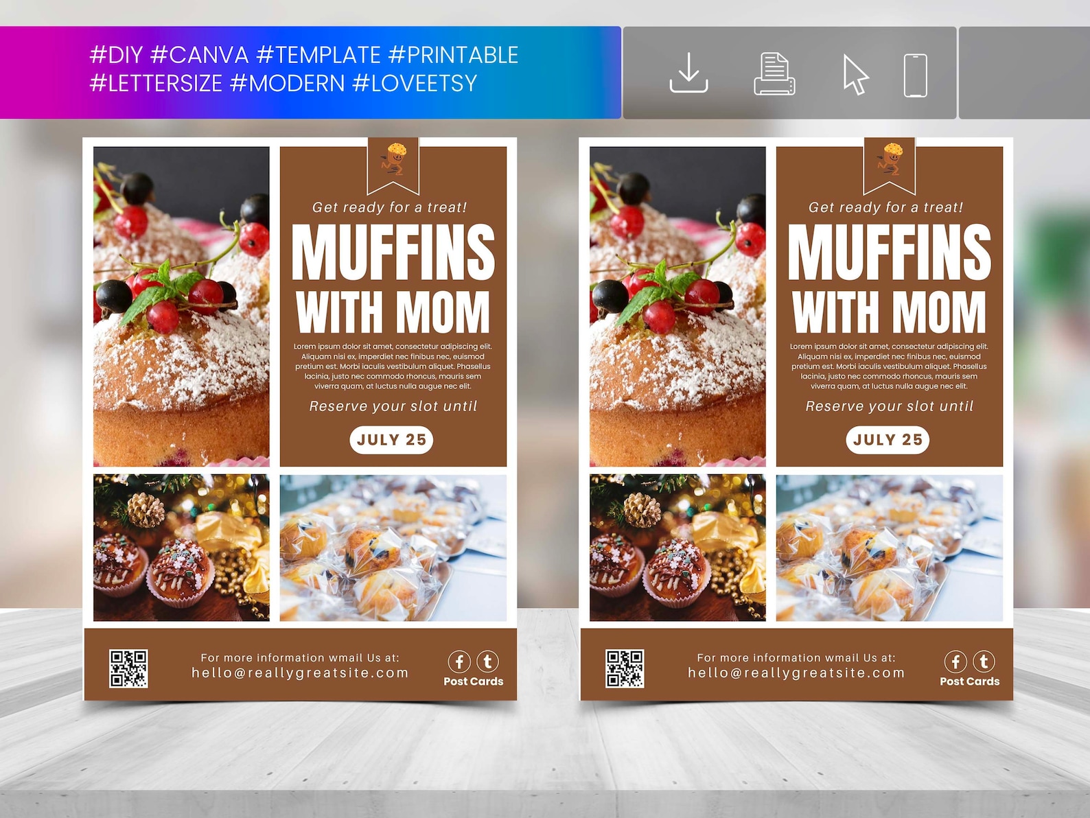 MUFFIN MOM FLYER Diy, Editable Canva Template, Printable & Social Media ...